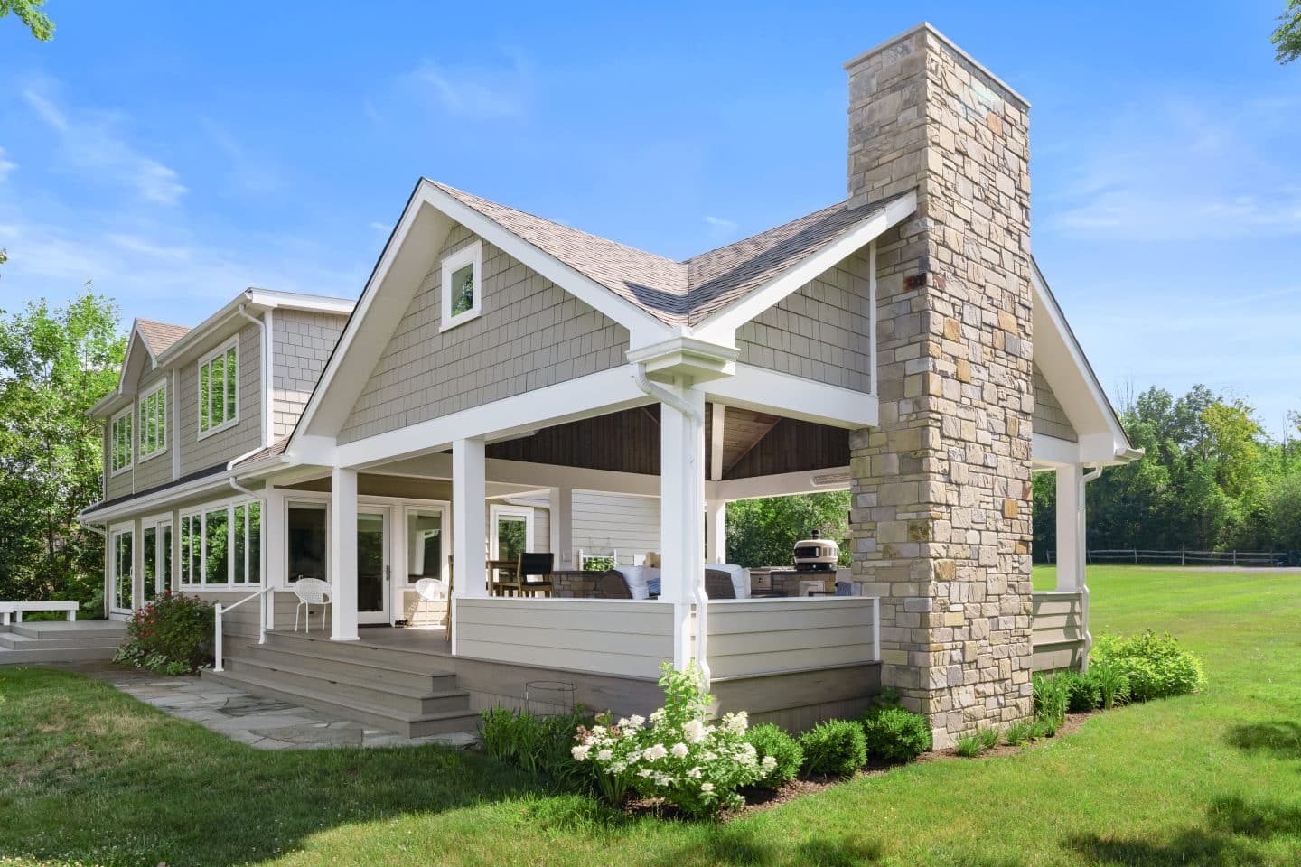 Timbertech Legacy Ashwood Deck/Open Porch/Fireplace/Outdoor Kitchen ...